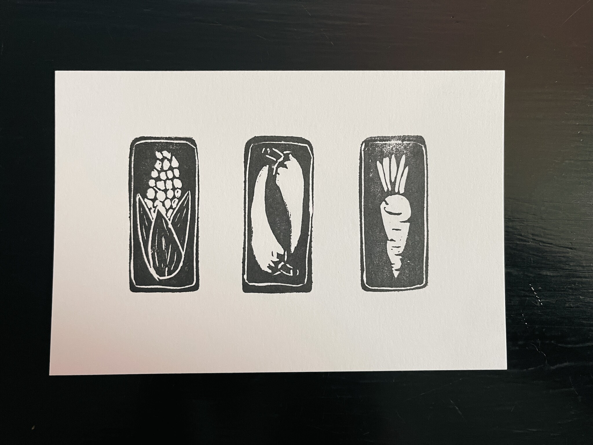 Veggie Linocut Print Postcards, Set of Three - Etsy