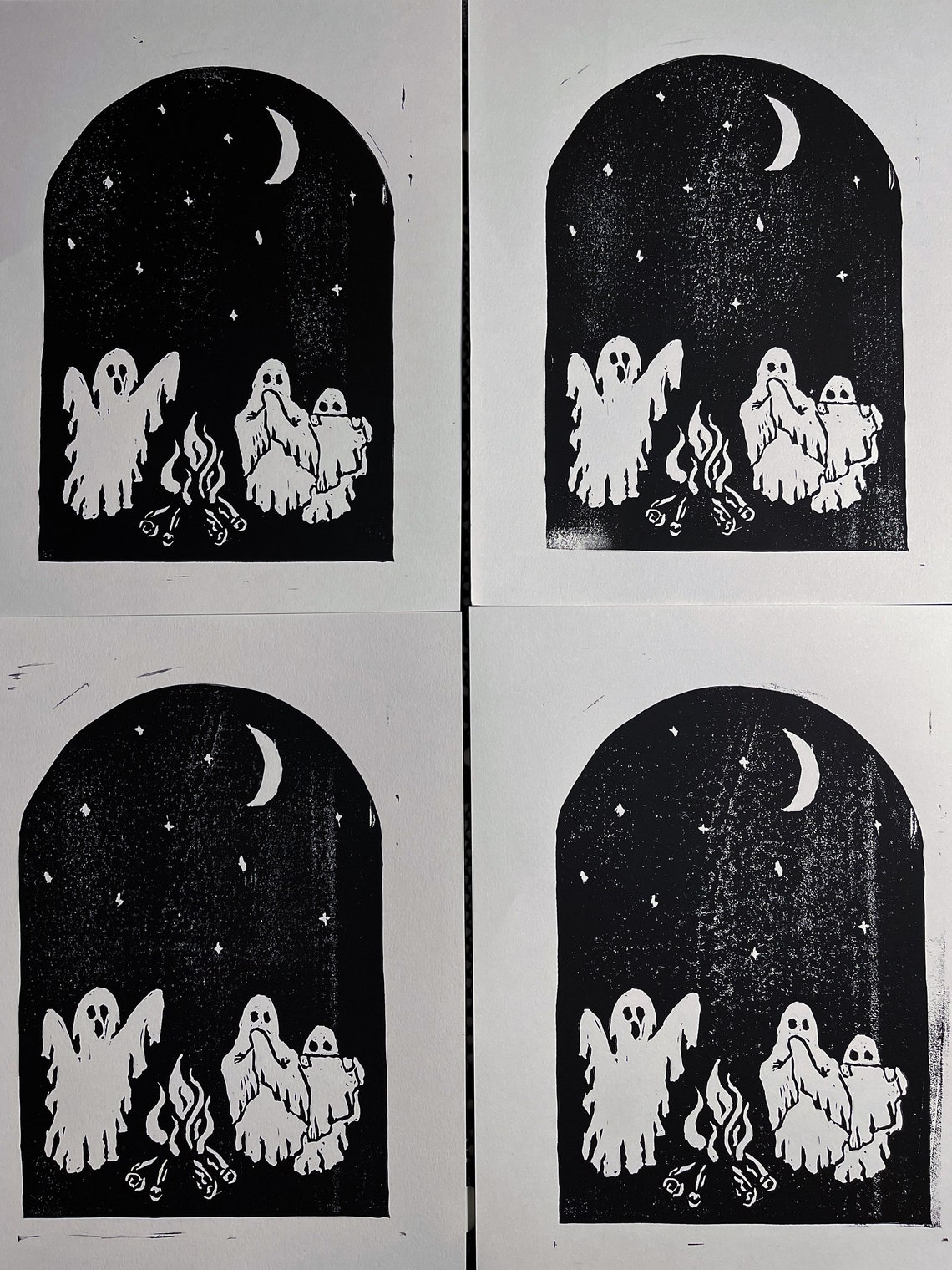 Ghost Stories Linocut Print - Etsy