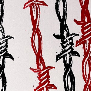 Chain and Barbed Wire Linocut Double-print - Etsy