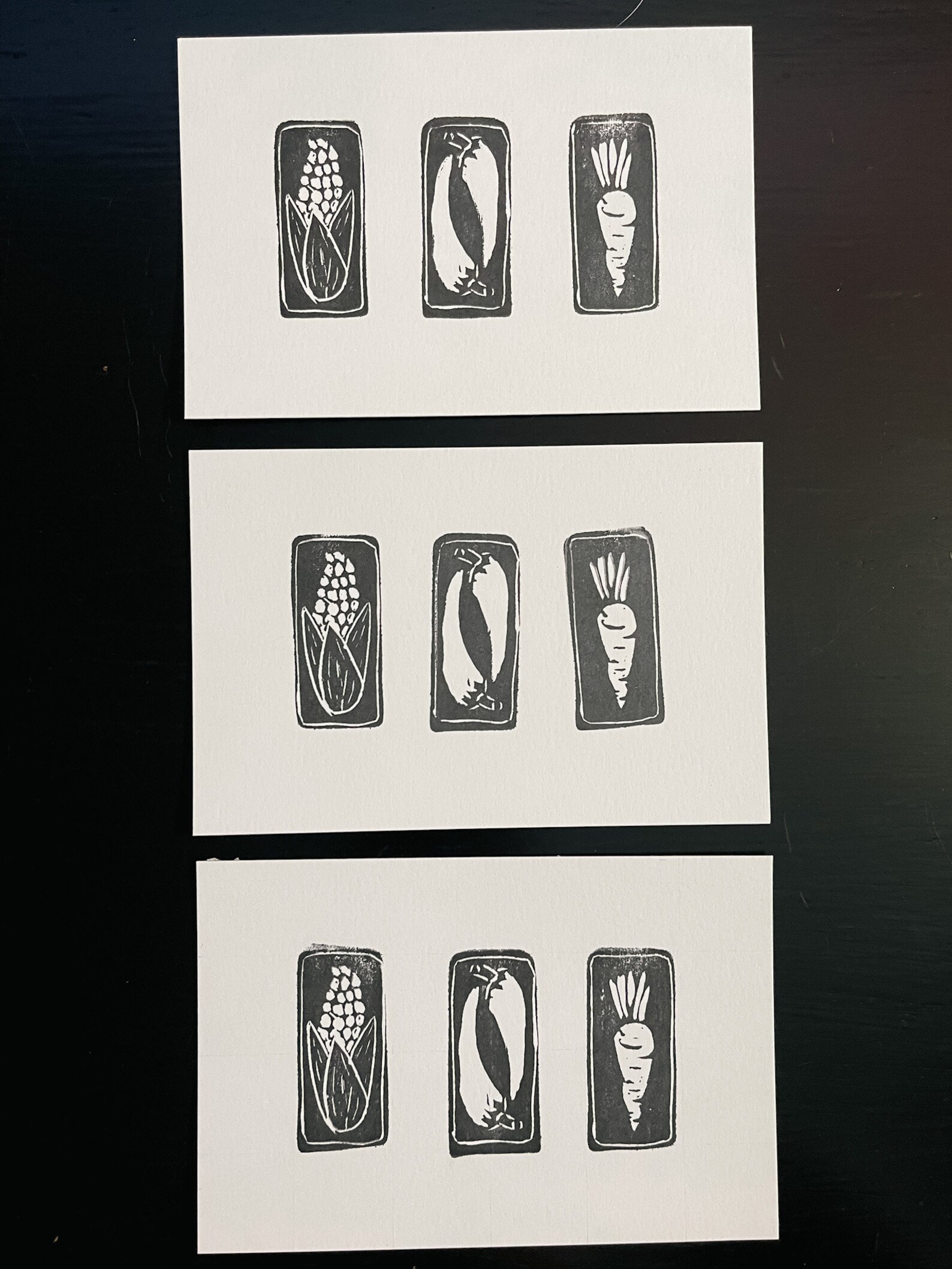 Veggie Linocut Print Postcards, Set of Three - Etsy