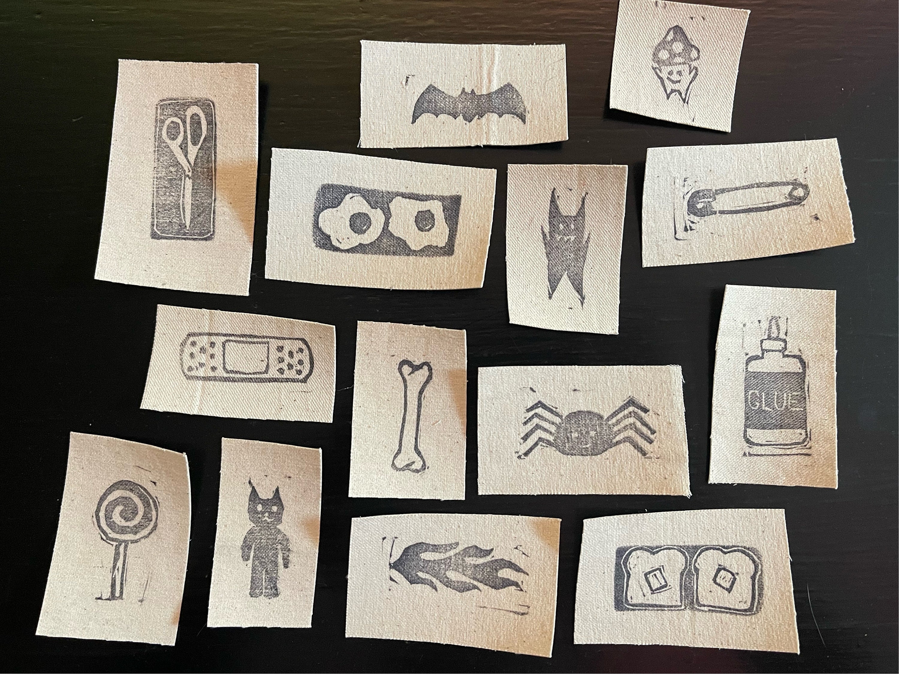 Linocut Eraser Print Iron-on or Sew-on Canvas Patch - Etsy