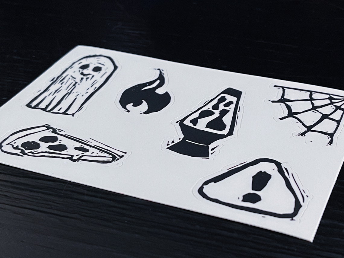 Linocut Eraser Print Sticker Sheet - Etsy