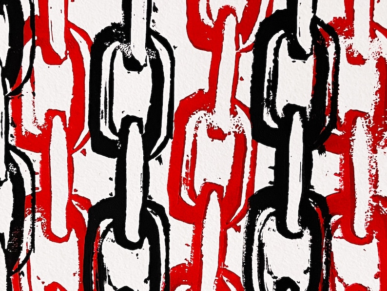 Chain and Barbed Wire Linocut Double-print - Etsy