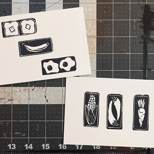 Veggie Linocut Print Postcards, Set of Three - Etsy