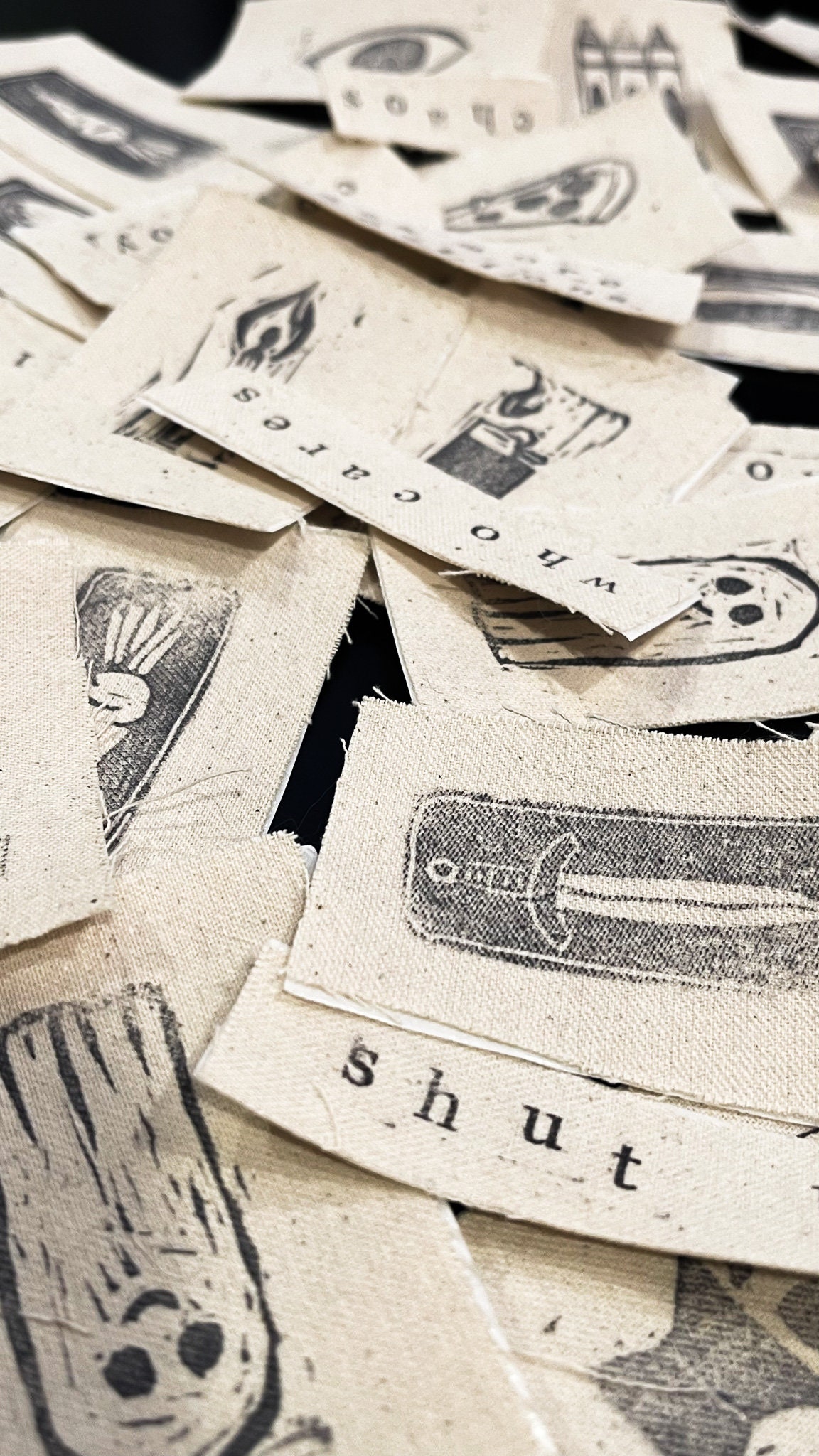 Linocut Eraser Print Iron-on or Sew-on Canvas Patch - Etsy