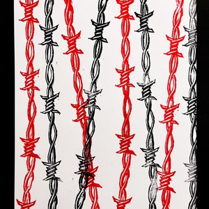 Chain and Barbed Wire Linocut Double-print - Etsy