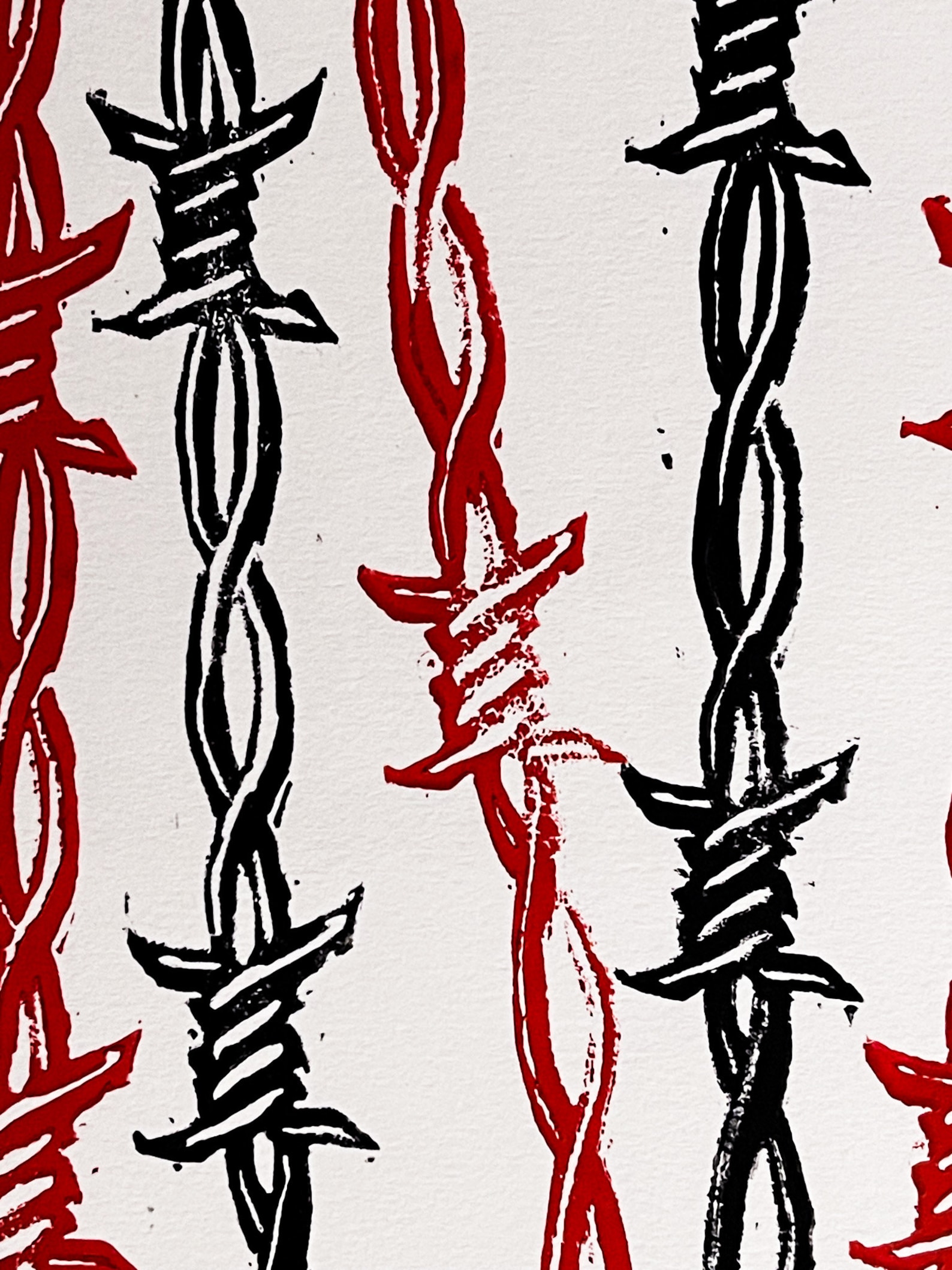 Chain and Barbed Wire Linocut Double-print - Etsy