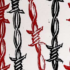 Chain and Barbed Wire Linocut Double-print - Etsy