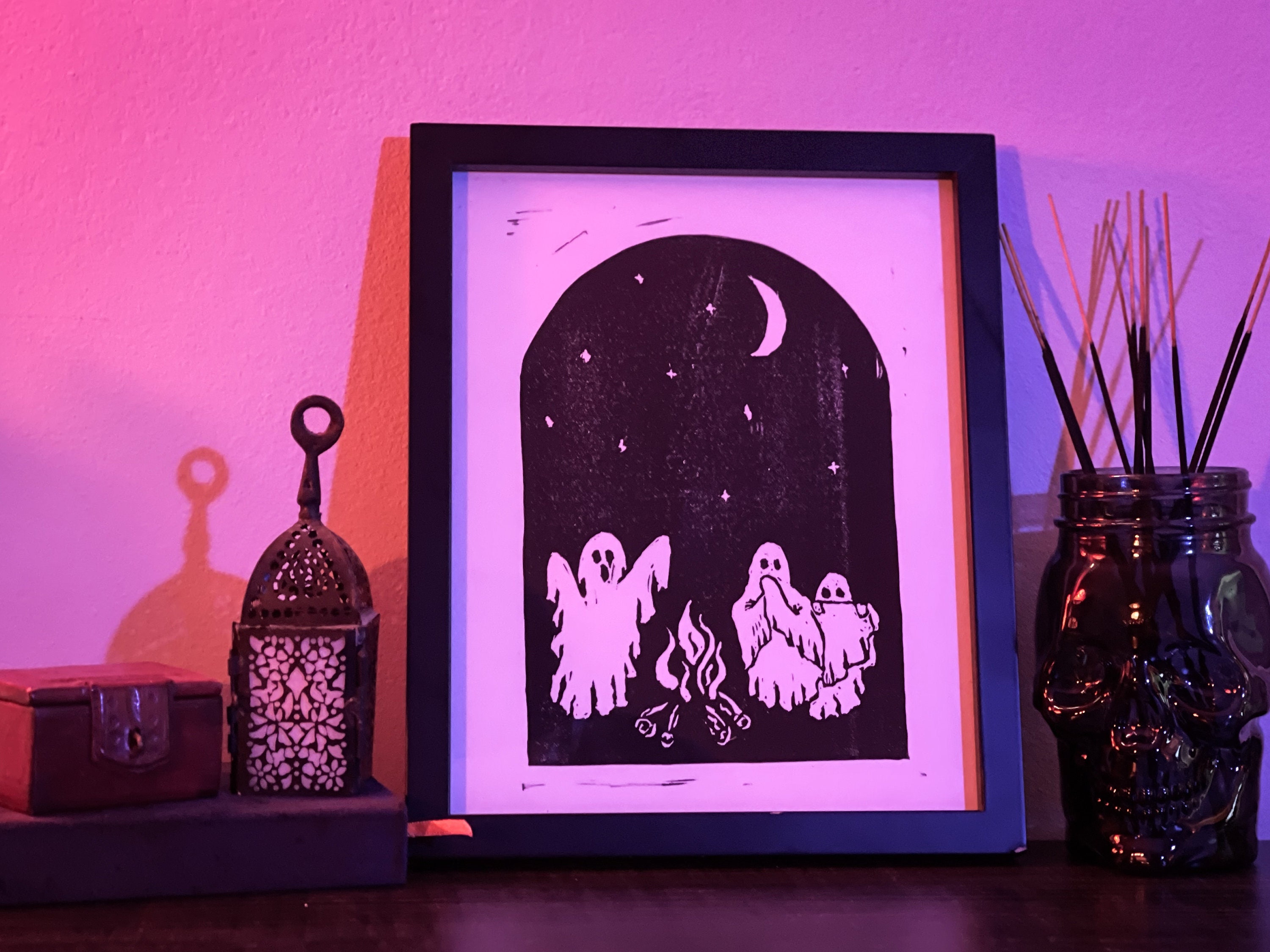 Ghost Stories Linocut Print - Etsy