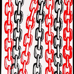 Chain and Barbed Wire Linocut Double-print - Etsy