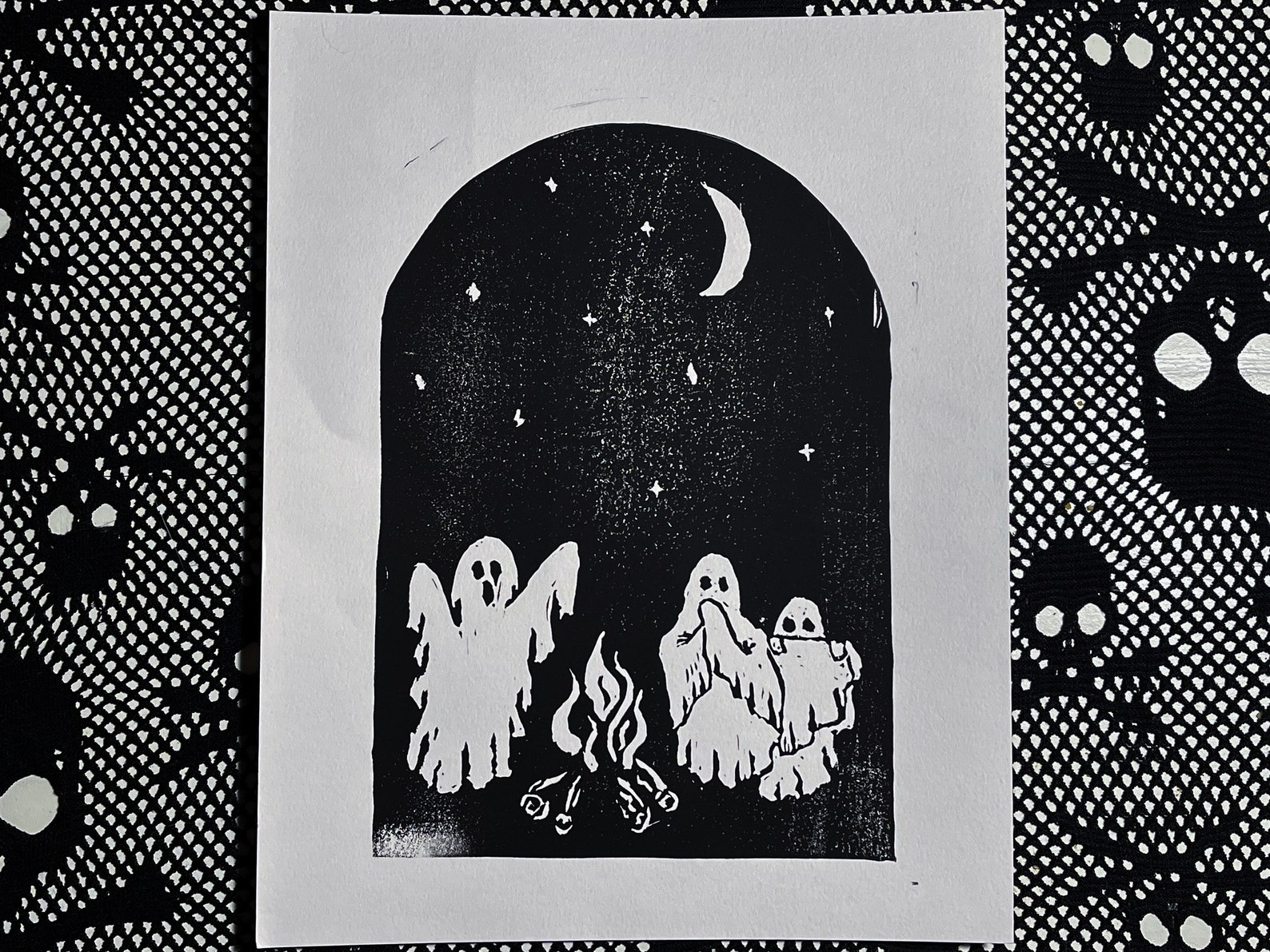 Ghost Stories Linocut Print - Etsy