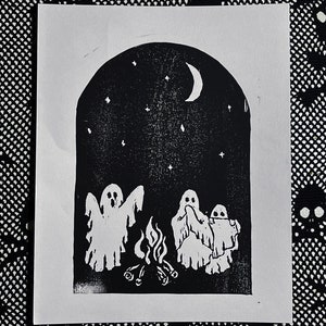 Ghost Stories Linocut Print - Etsy