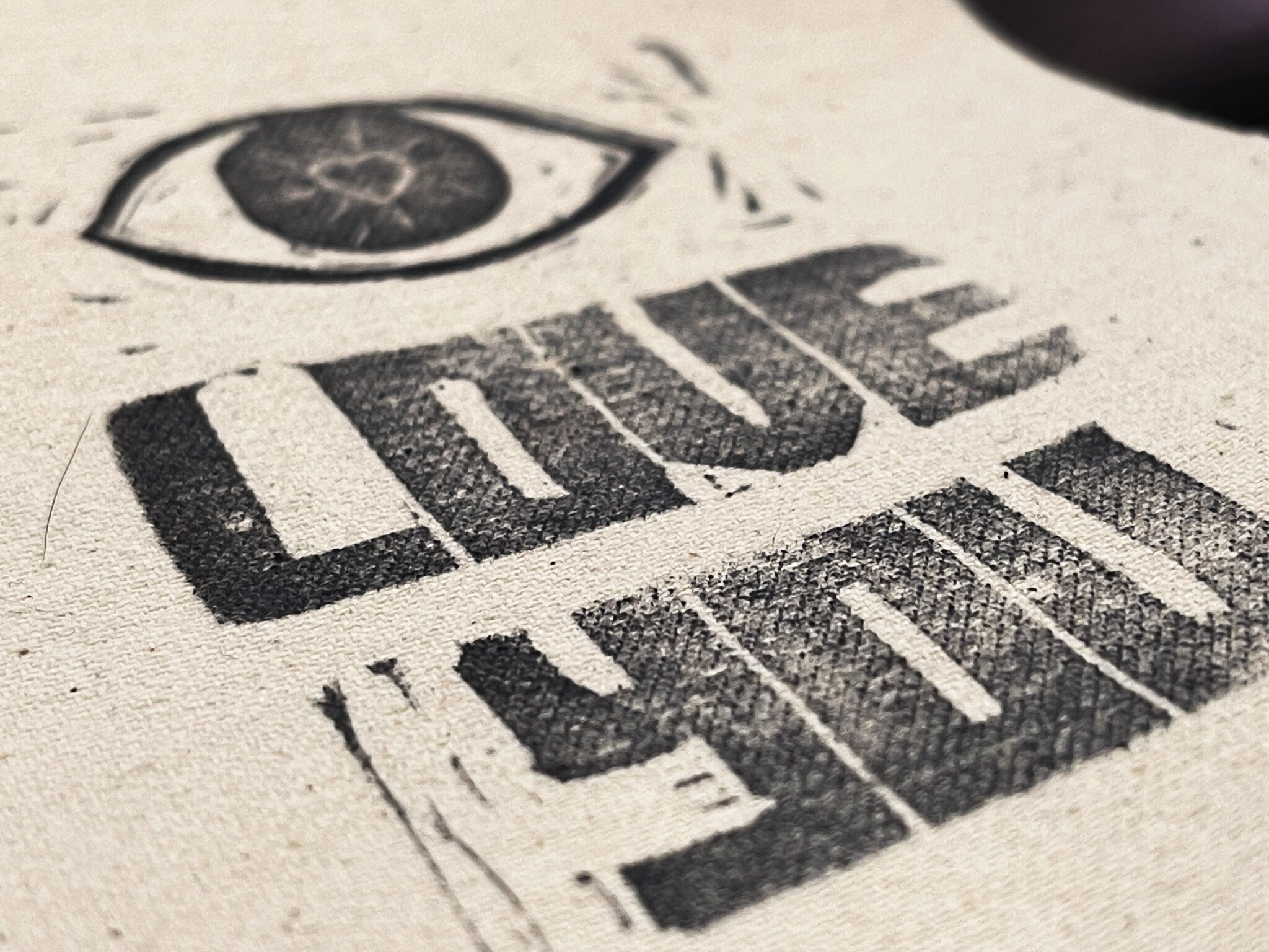 Large Linocut Eraser Print Iron-on or Sew-on Canvas Patch - Etsy