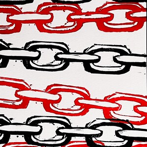 Chain and Barbed Wire Linocut Double-print - Etsy