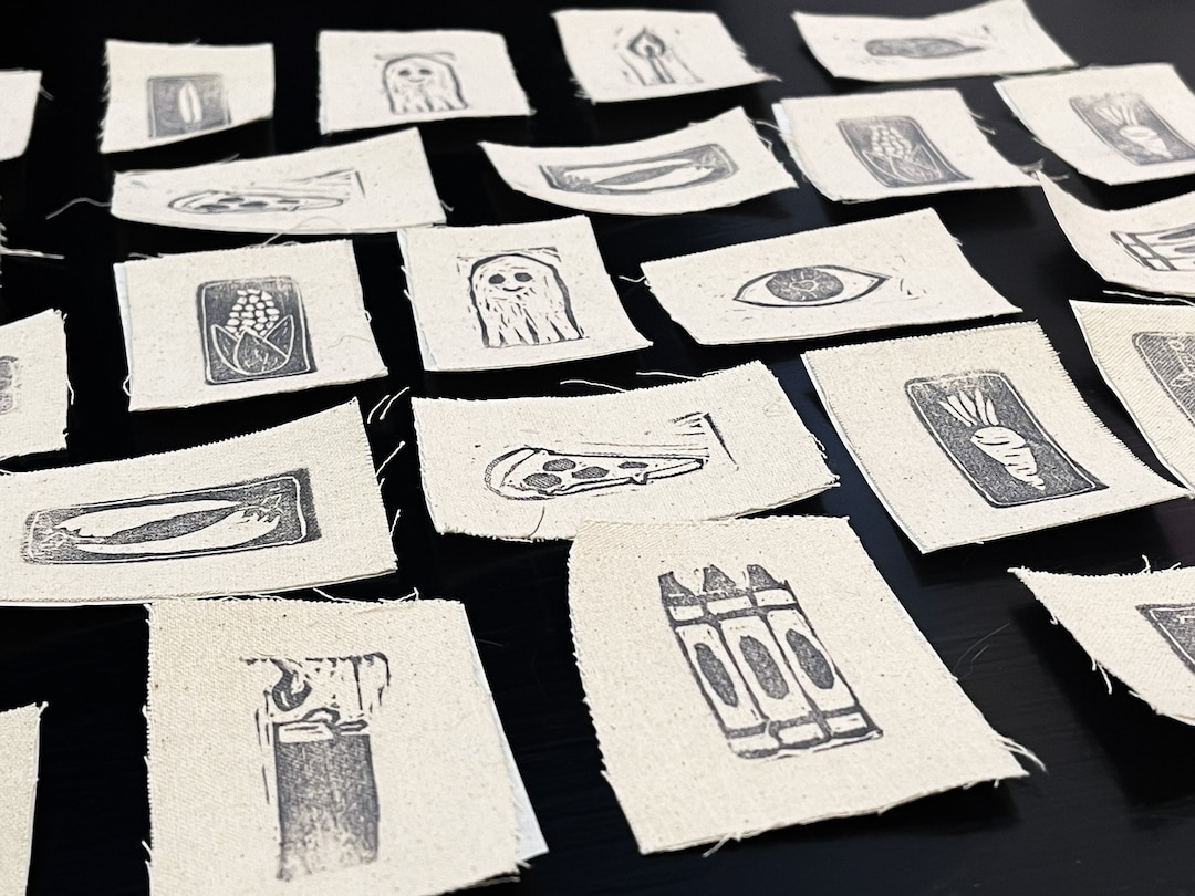 Linocut Eraser Print Iron-on or Sew-on Canvas Patch - Etsy