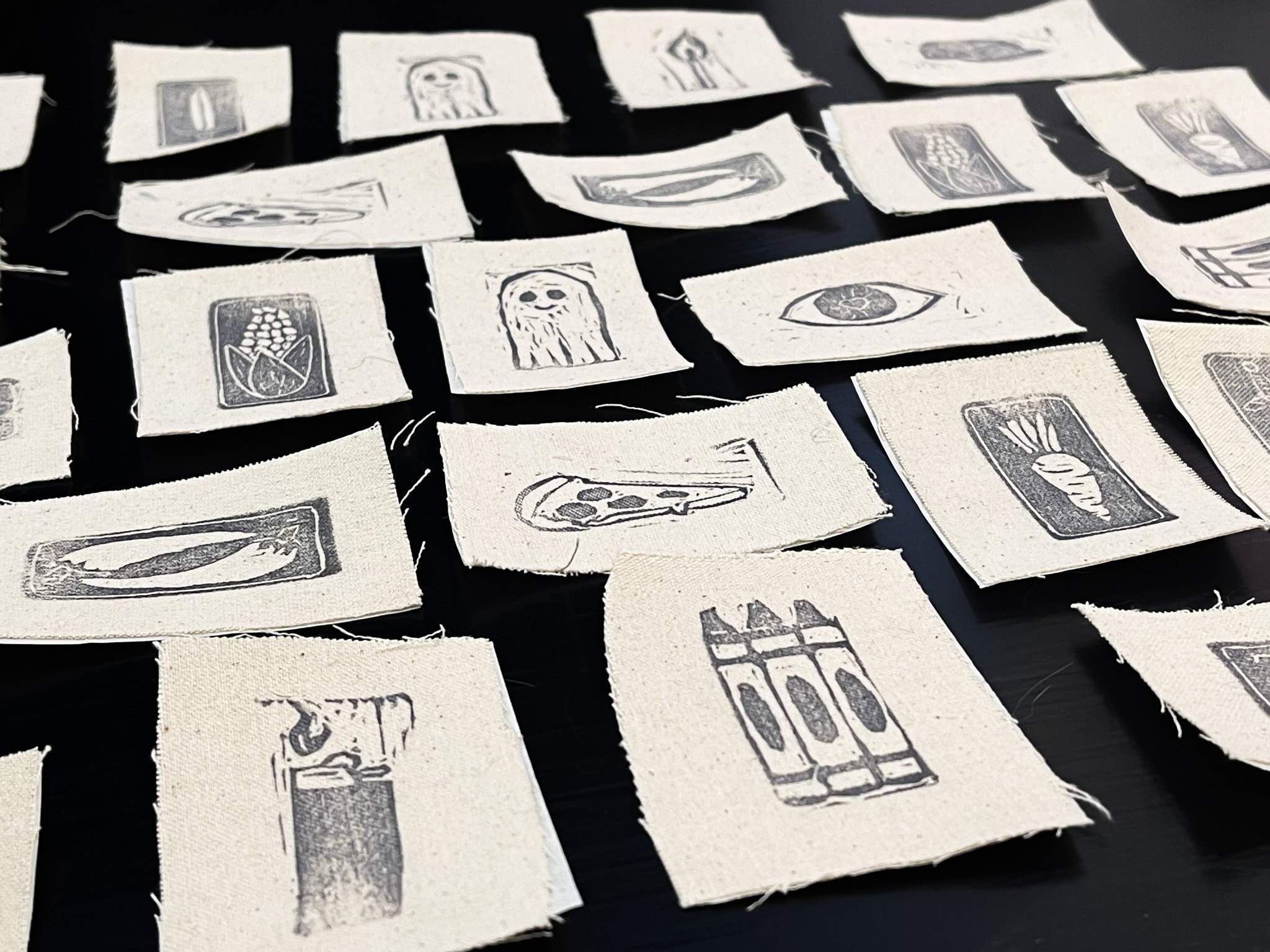 Linocut Eraser Print Iron-on or Sew-on Canvas Patch - Etsy