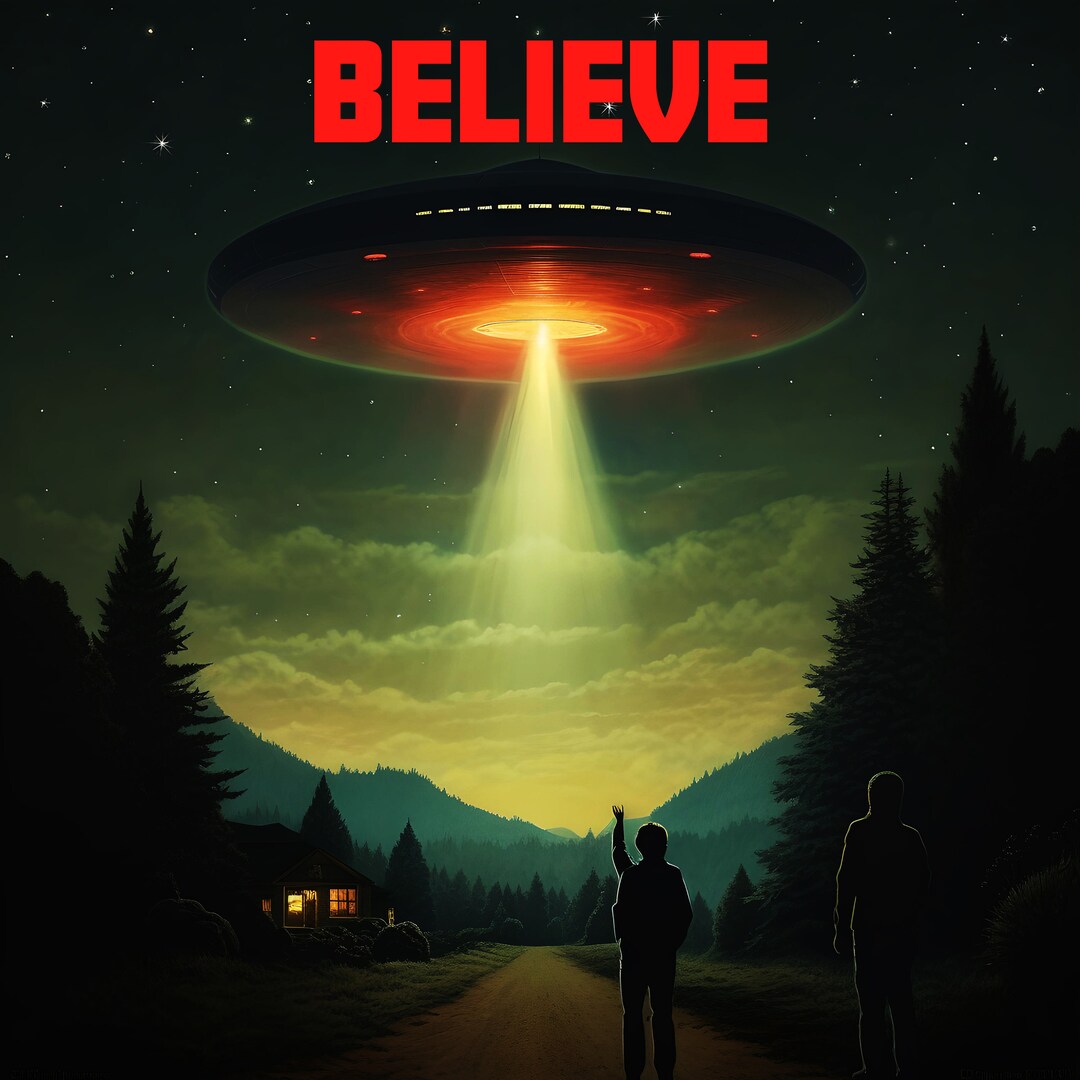 UFO UAP Extraterrestrial Alien Believe Version 2 Original Artwork 13x19 ...