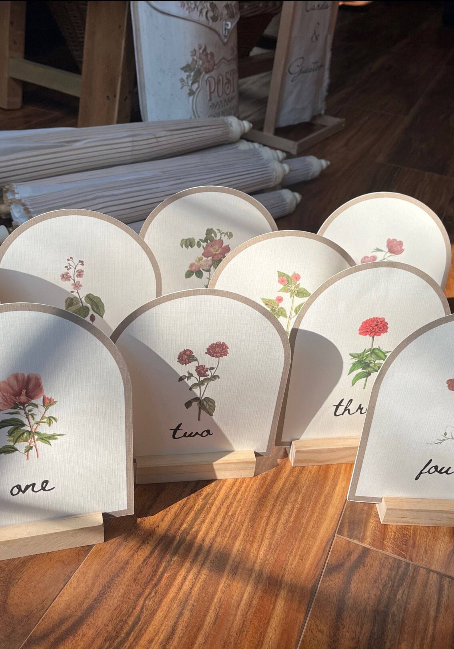 Vintage Floral Table Numbers - Canva Template - Etsy