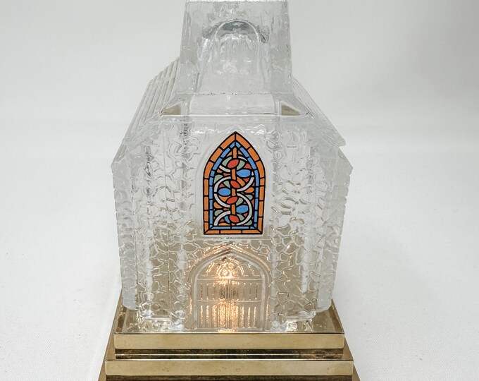 Vintage Crystal Church, Tabletop Christmas Holiday Decor With Stained ...