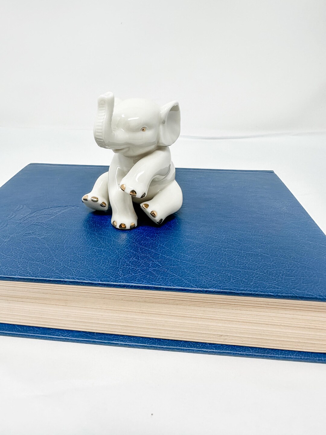 Vintage Lenox Elephant Figurine, Small 2.5" White and Gold Knickknack ...