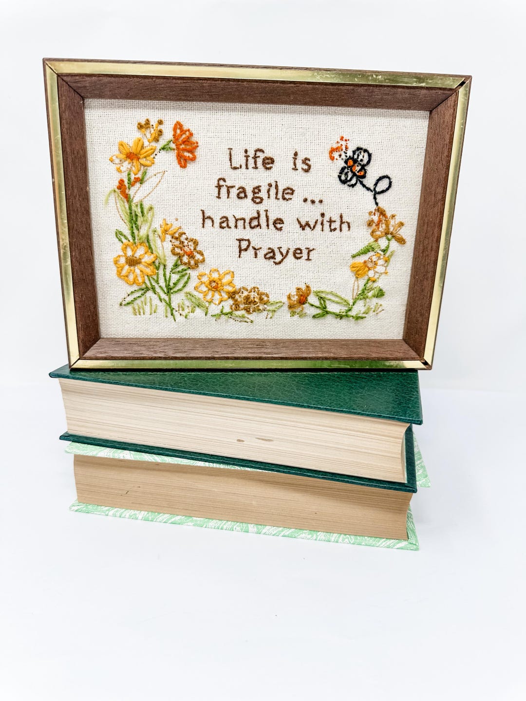 Life is Fragile Handle With Prayer Crewel Work, Vintage Needlework, Christian Embroidery ...