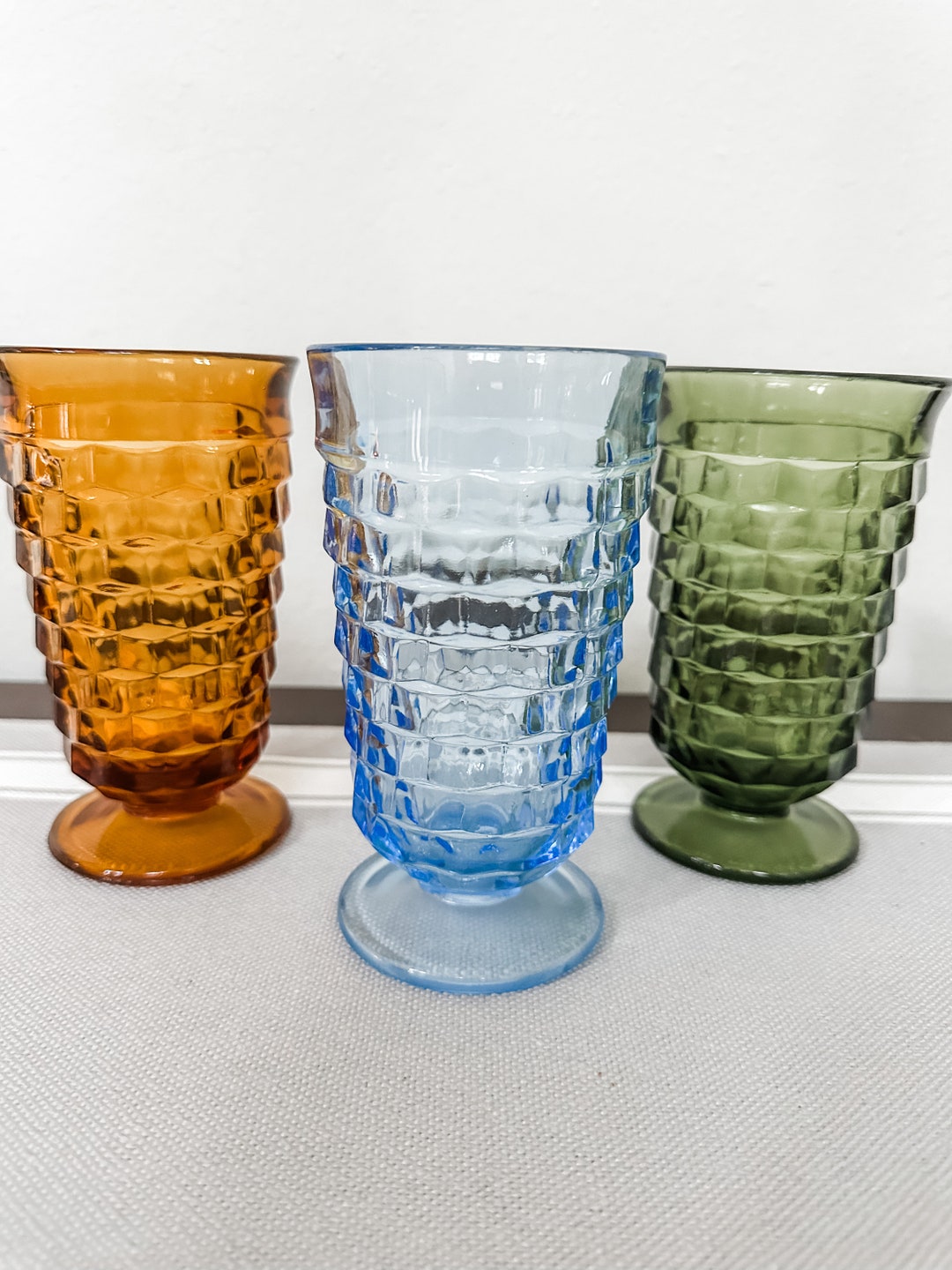 Cubist Whitehall Glasses, Vintage Block Pattern Tea, Water, Juice, Soda ...