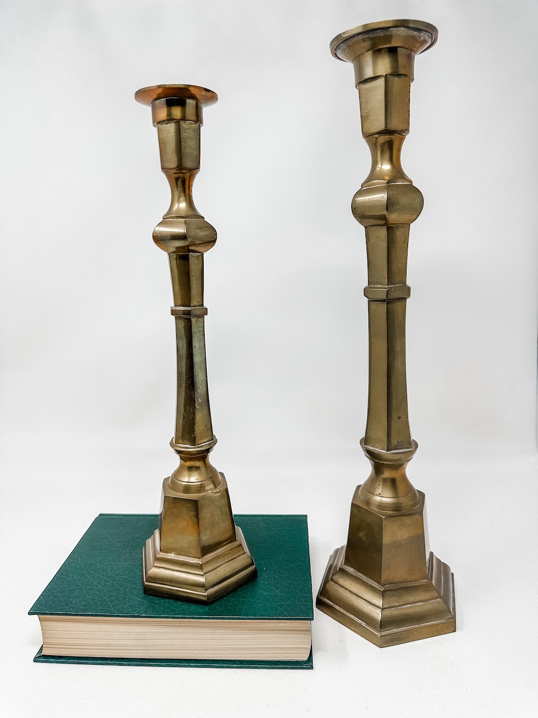 Vintage Brass Candlesticks Pair, Heavy Candle Holder, Brass Candle ...