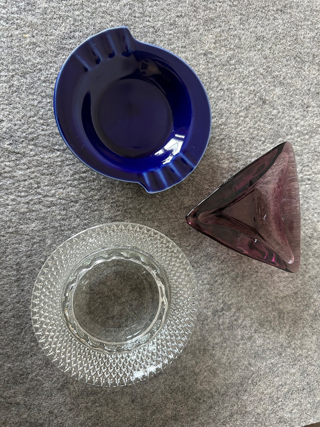 MCM Mini Vintage Ashtray Choice, 3 Unique Designs, Purple Triangle ...