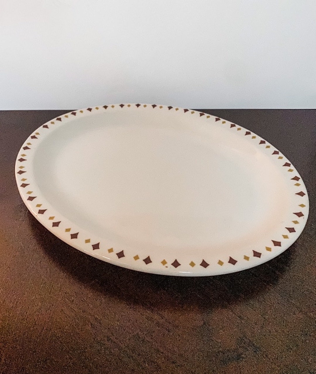 MCM Serving Platter, Oval Retro Plate, Brown and Yellow Design by Homer ...