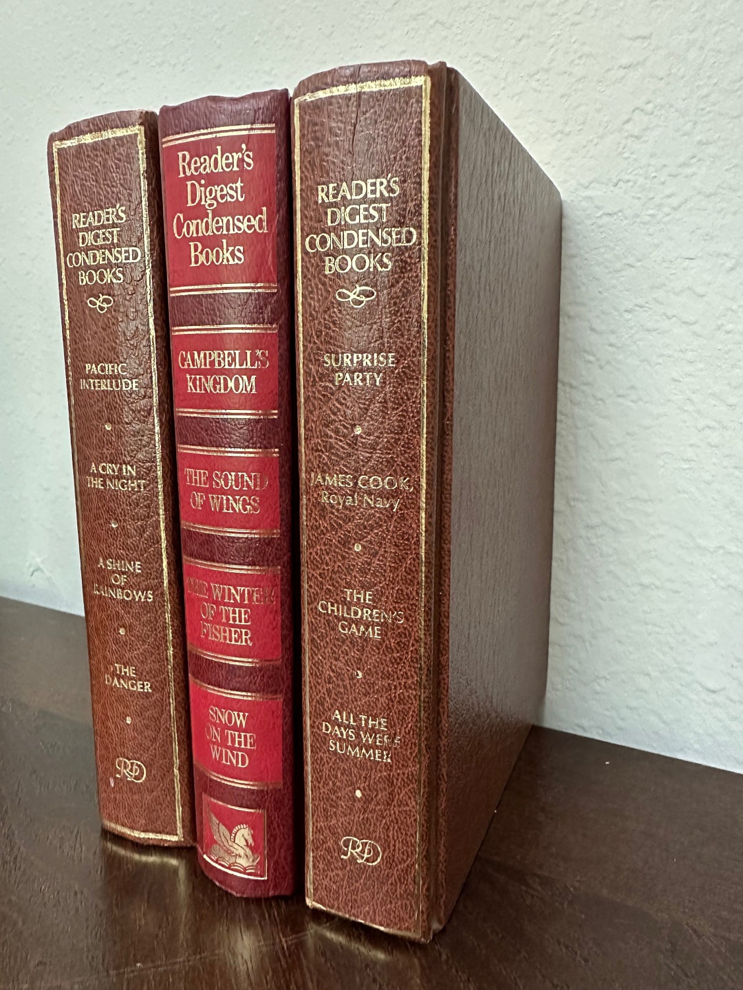 Red Readers Digest Book Set: Maroon Decorative Books, Curated ...