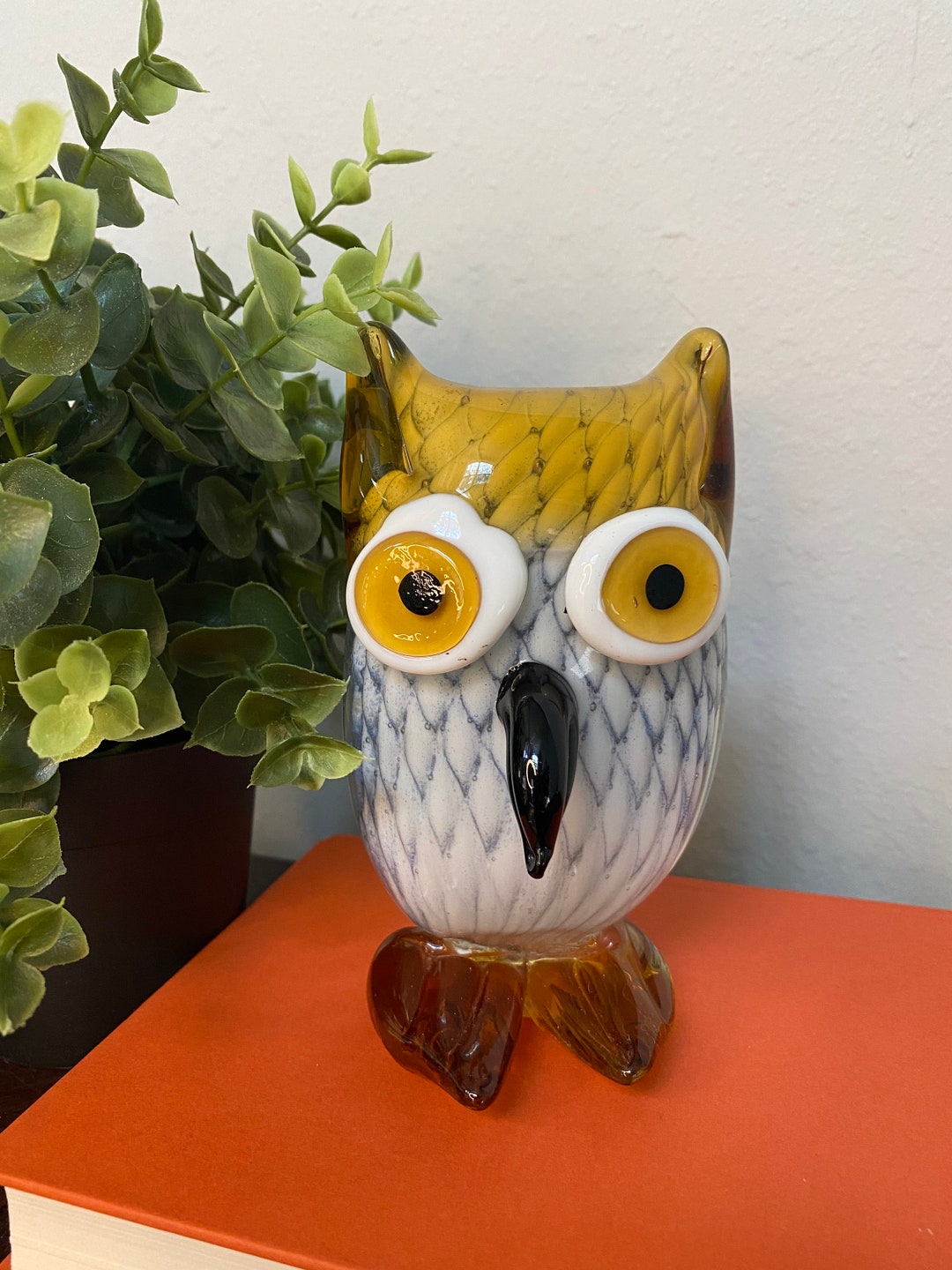 Art Glass MCM Owl, Vintage Unique Owl Figurine - Etsy