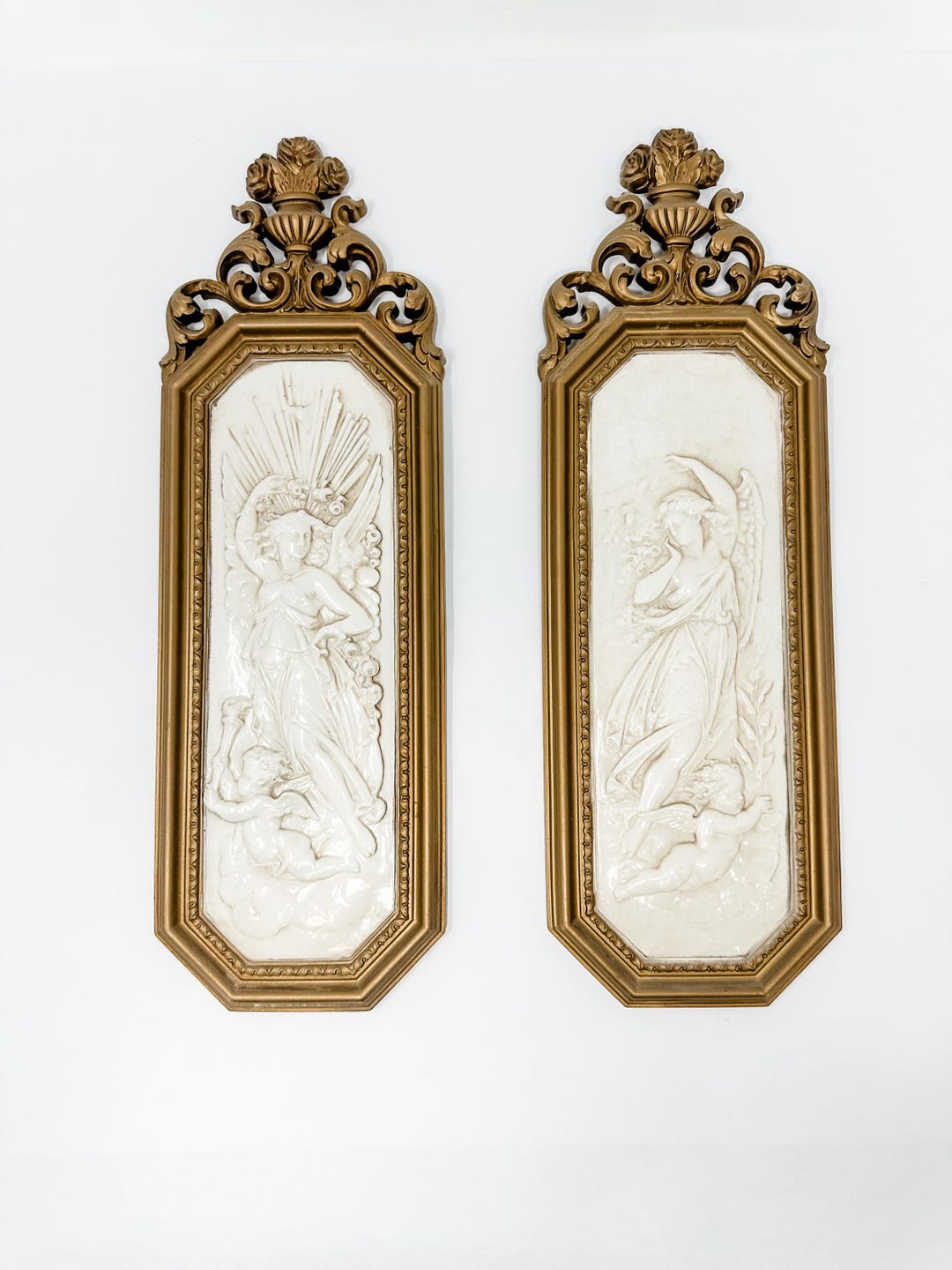 Cherub and Greek Goddes Decor, Vintage Dart Wall Plaques, Set of Two ...