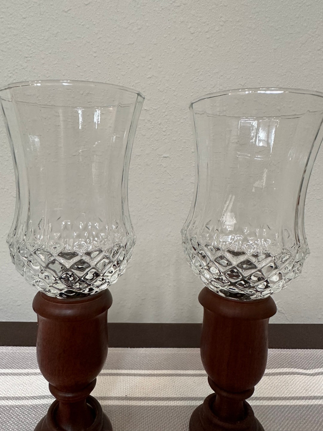 Vintage Textured Votive Candle Holders, Diamond Cut Glass Wall Sconce ...