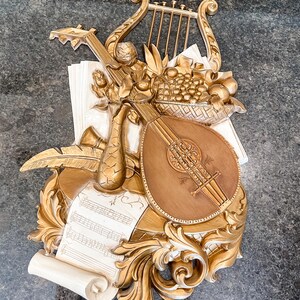 Ornate Gold Music Wall Decor, Large 70s Homco Wall Hanging, Hollywood ...