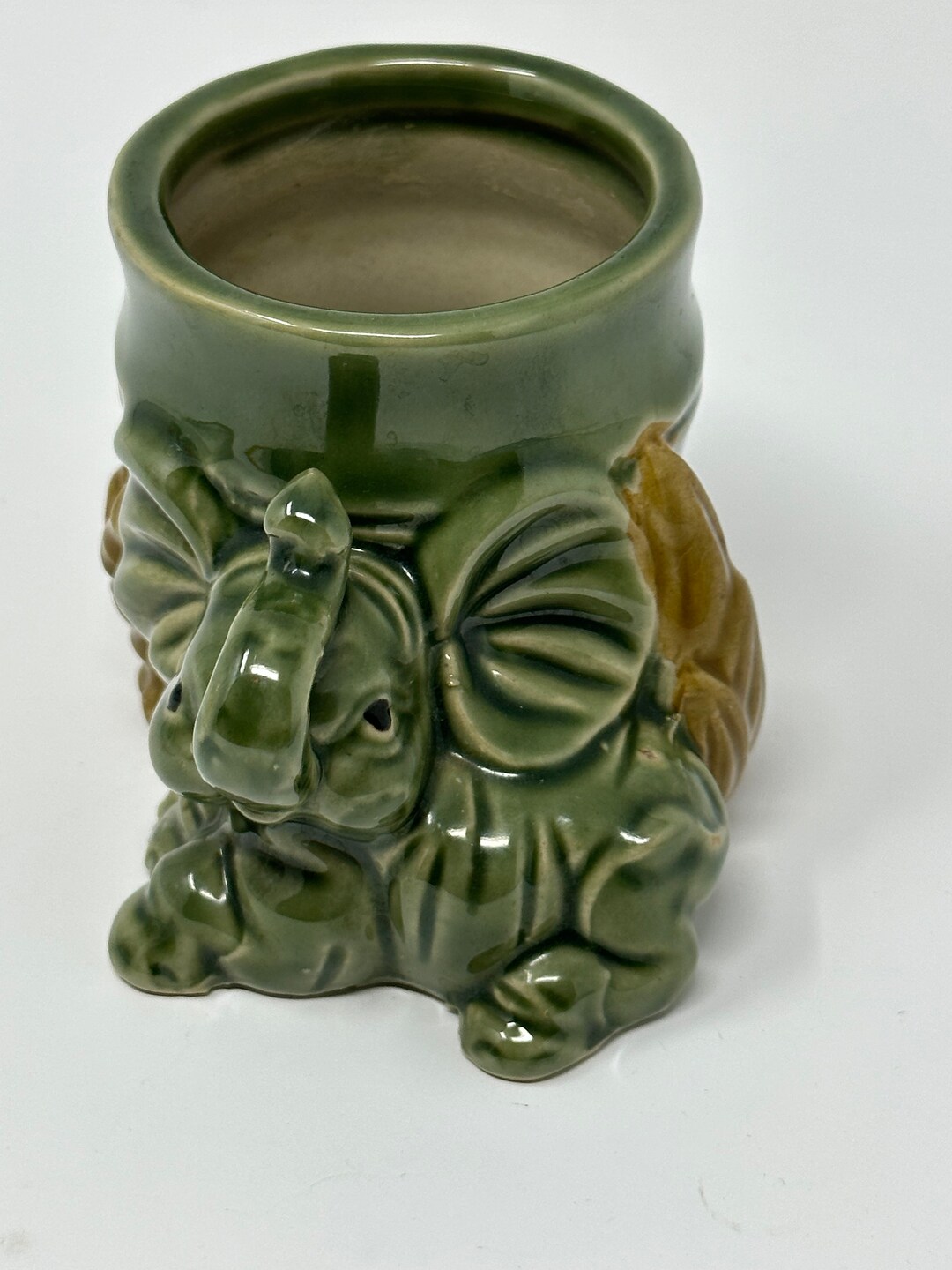 Small Elephant Planter, Vintage Ceramic Smaller Size Plant Holder ...