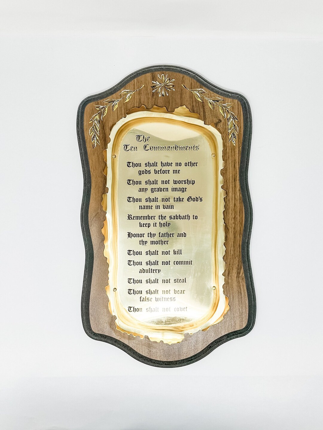 The Ten Commandments Wall Plaque, Vintage Wood and Metal Home Interiors ...