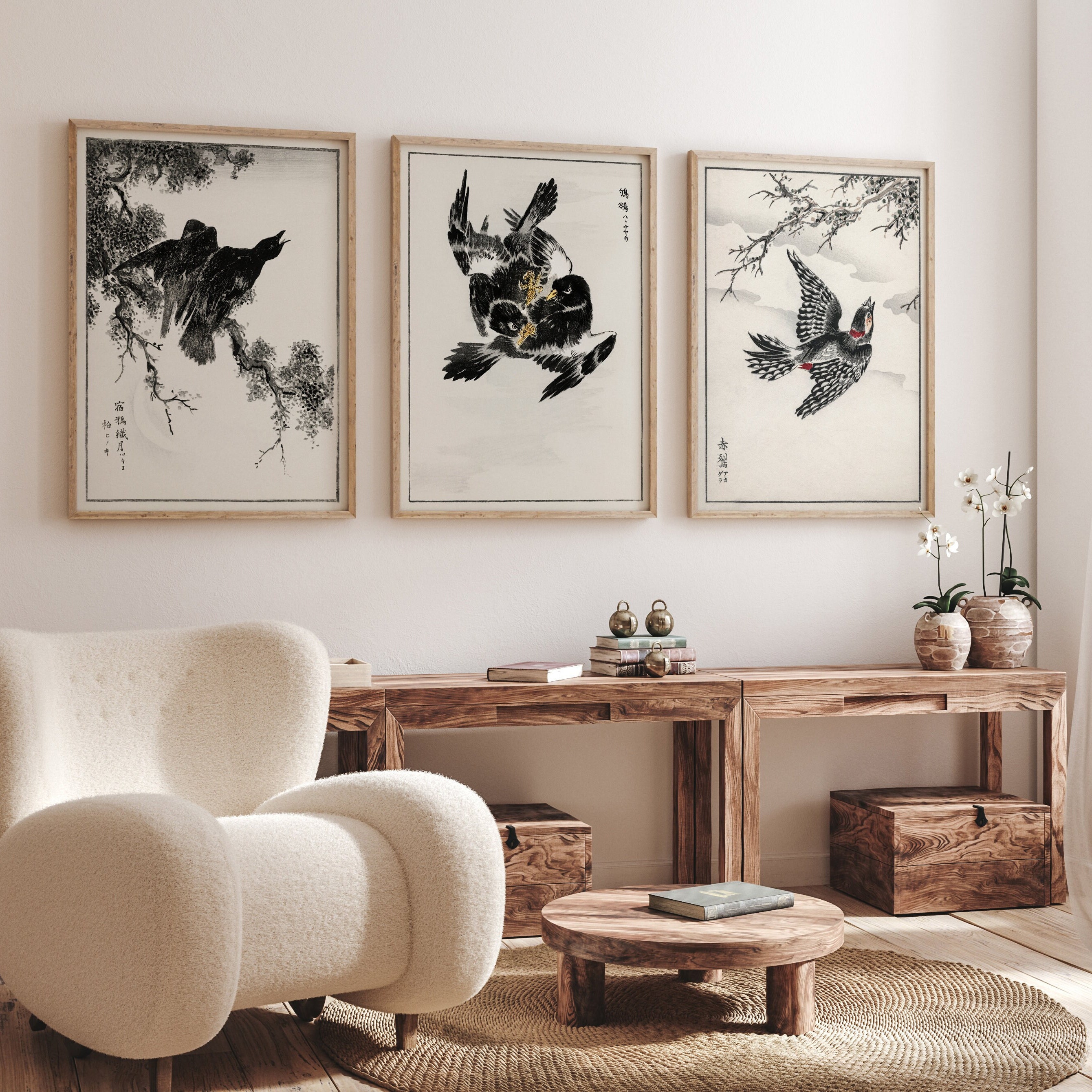 Modern Japanese Art Print Set of 3 Prints Japanese Wall Art minimalist ...