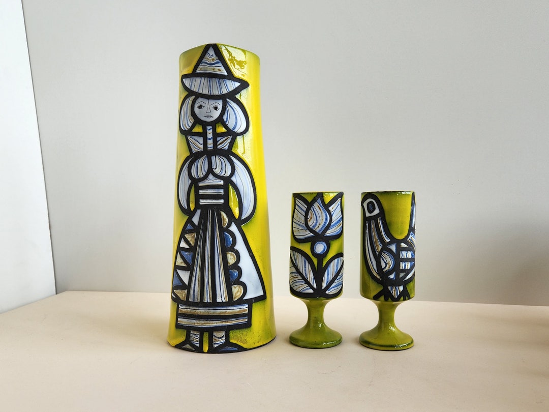 Vintage Ceramic Pitcher and Mazagran Cups by Roger Capron - Etsy