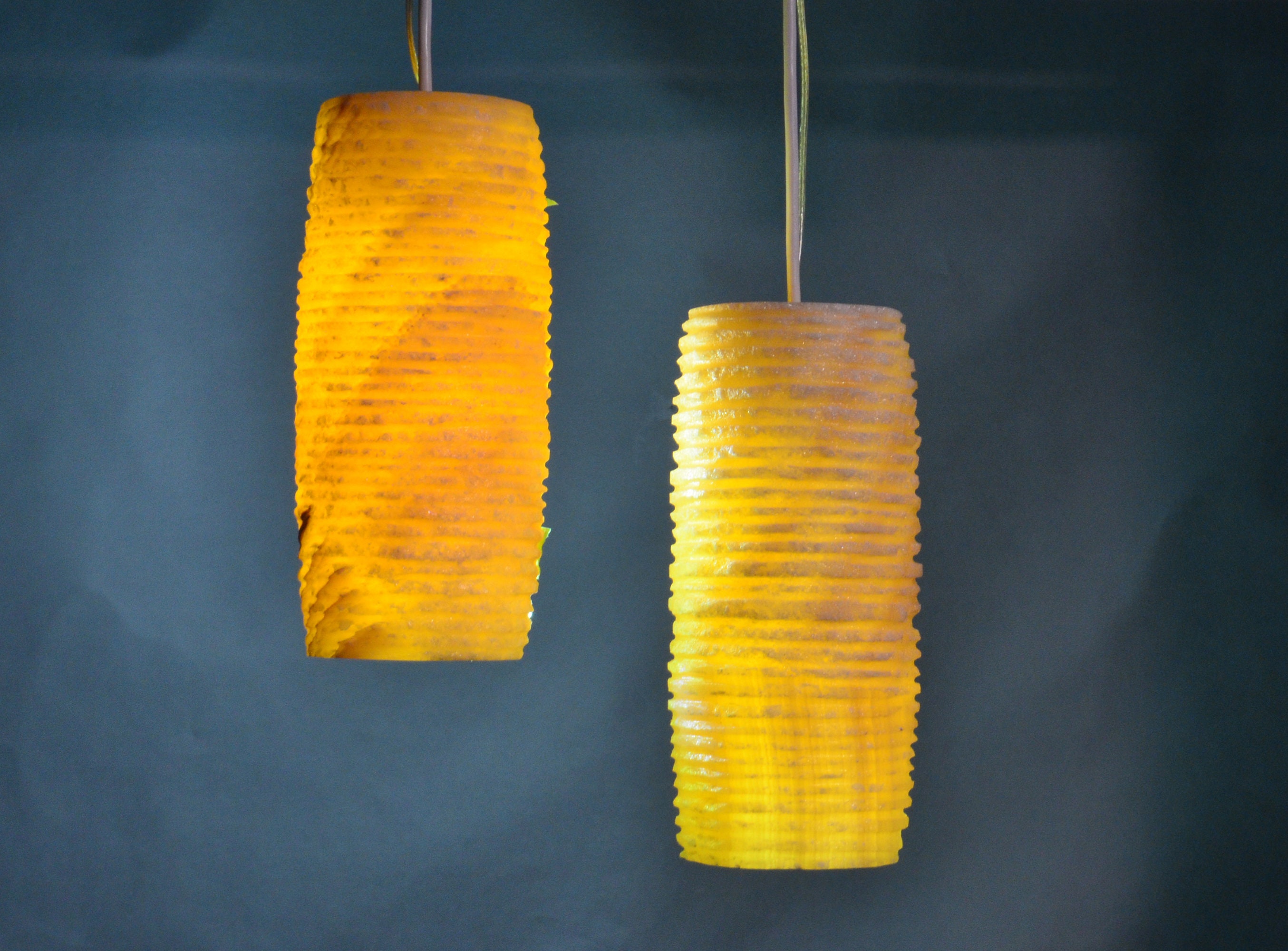 Mexican Yellow Onyx Marble Ceiling Lights With Ribbed Surface - Etsy