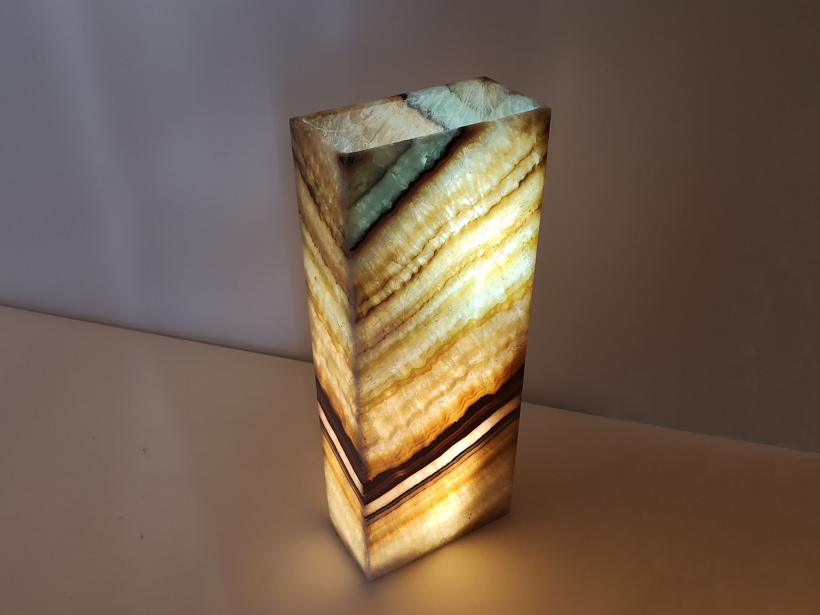 Large Ambient Onyx Table Lamp / Stone Lamp / Nightstand Lamp 20 - Etsy