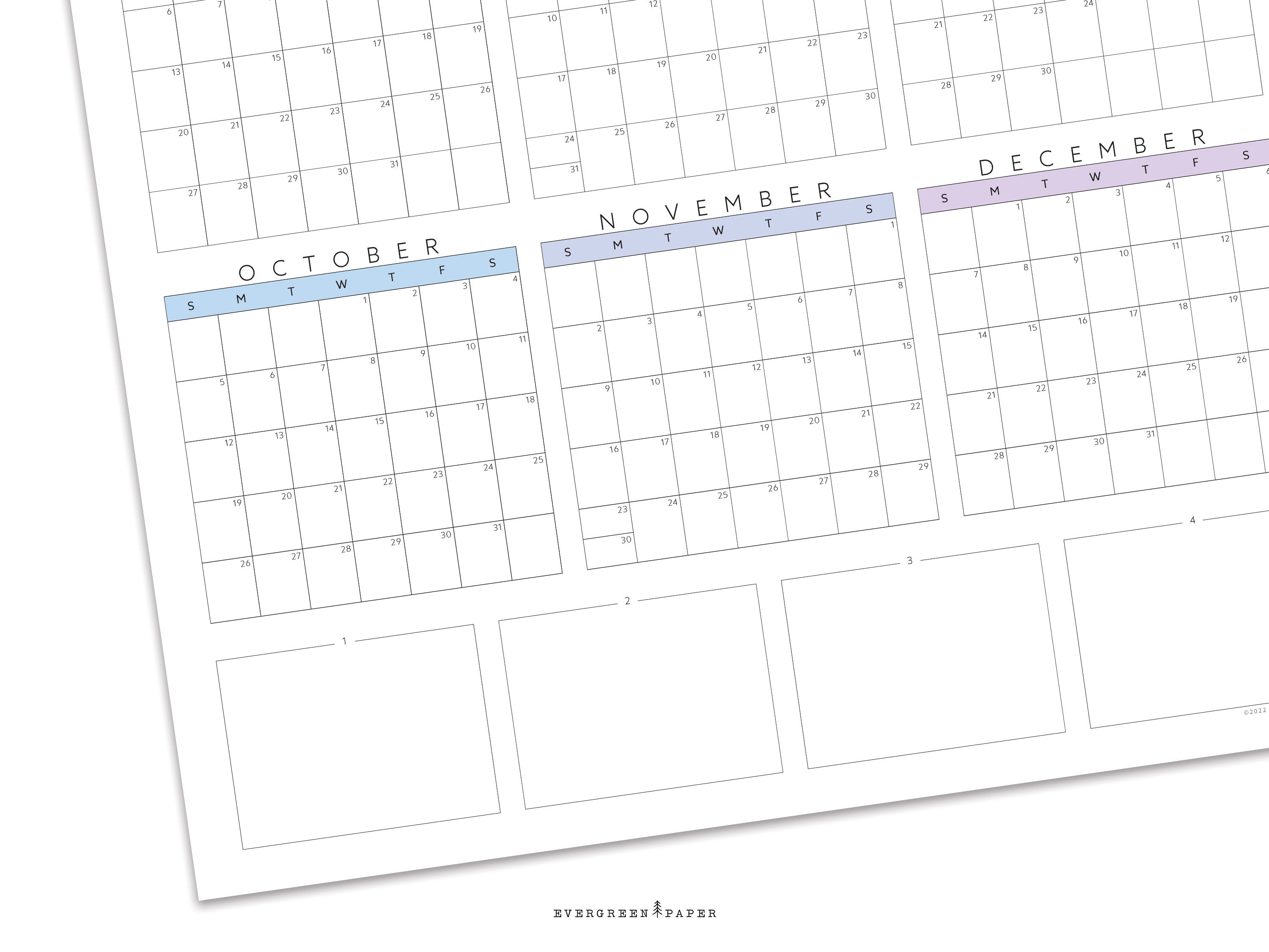 2025 Large Wall Calendar Poster | Yearly and Monthly Planner | Modern ...