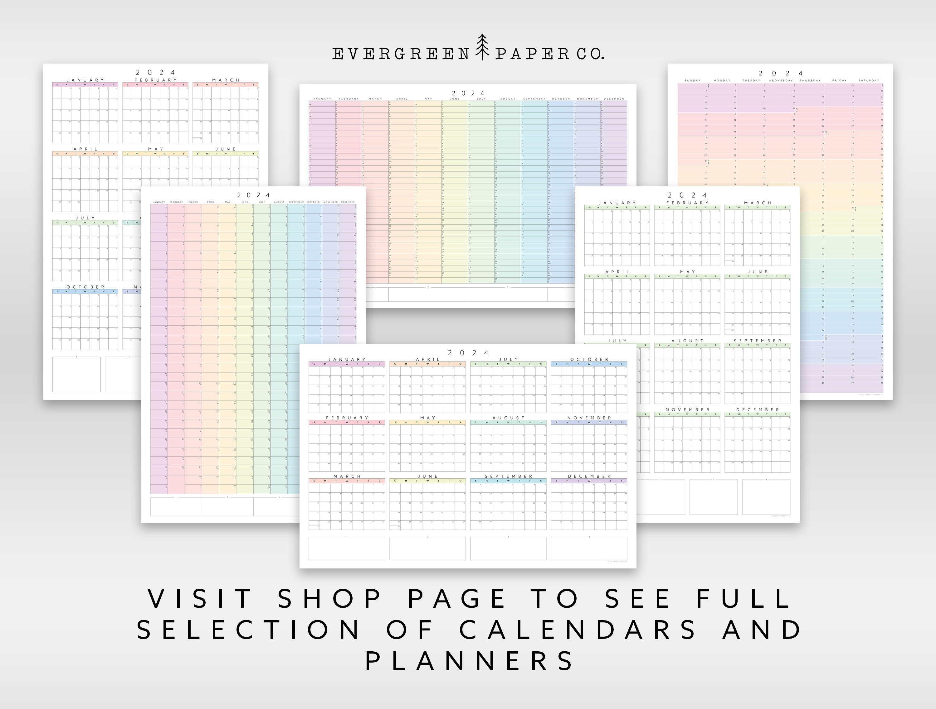 PRINTABLE 2024 Large Wall Calendar Poster Yearly and Monthly - Etsy