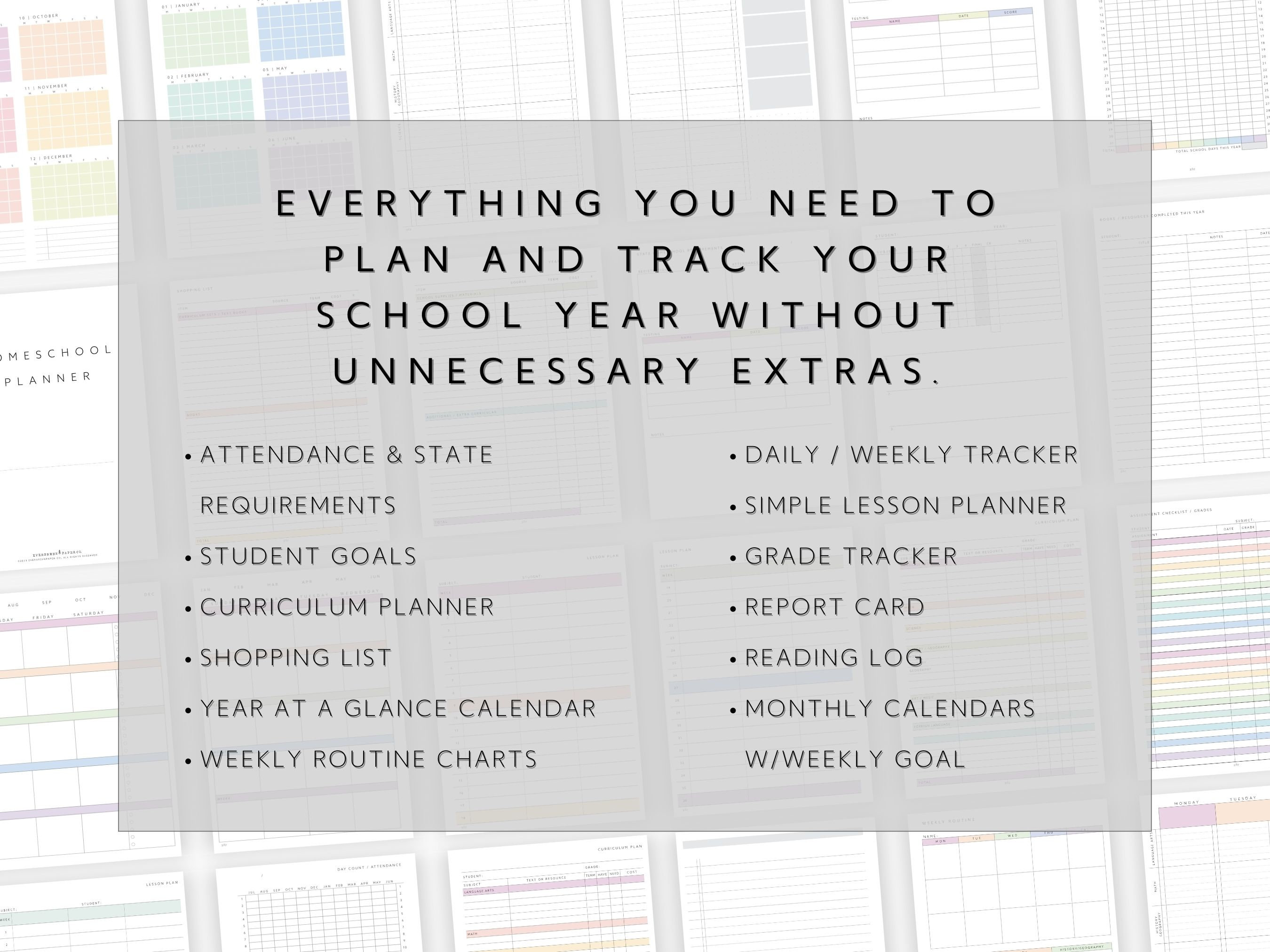 Printable Homeschool Planner Bundle, Minimalist Homeschool Binder ...