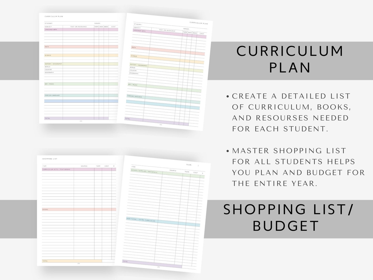 Printable Homeschool Planner Bundle, Minimalist Homeschool Binder ...