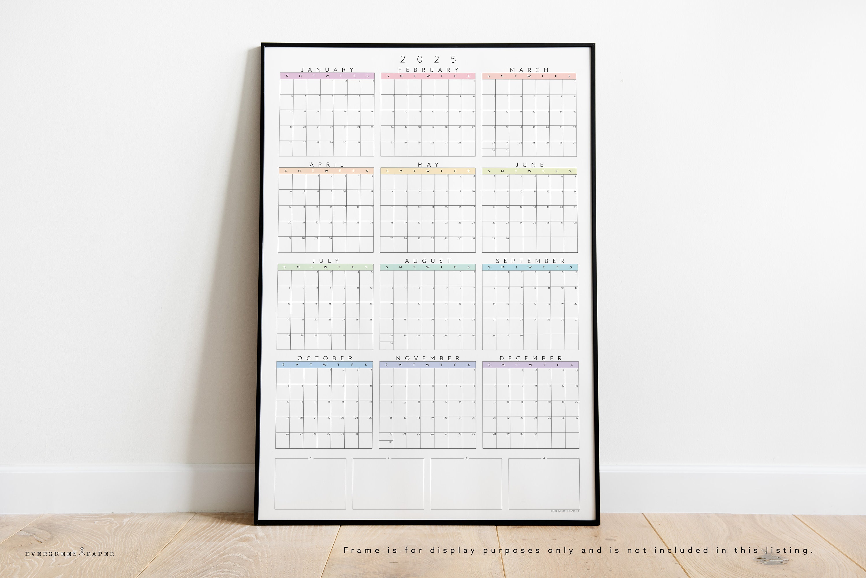 2025 Large Wall Calendar Poster | Yearly and Monthly Planner | Modern ...
