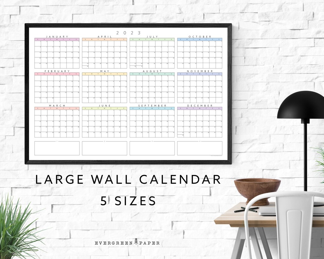 Large 2023 Wall Calendar Poster Yearly and Monthly Planner - Etsy