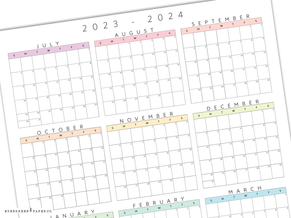 2023-2024 Academic Year Wall Calendar Poster Yearly and Monthly Planner ...