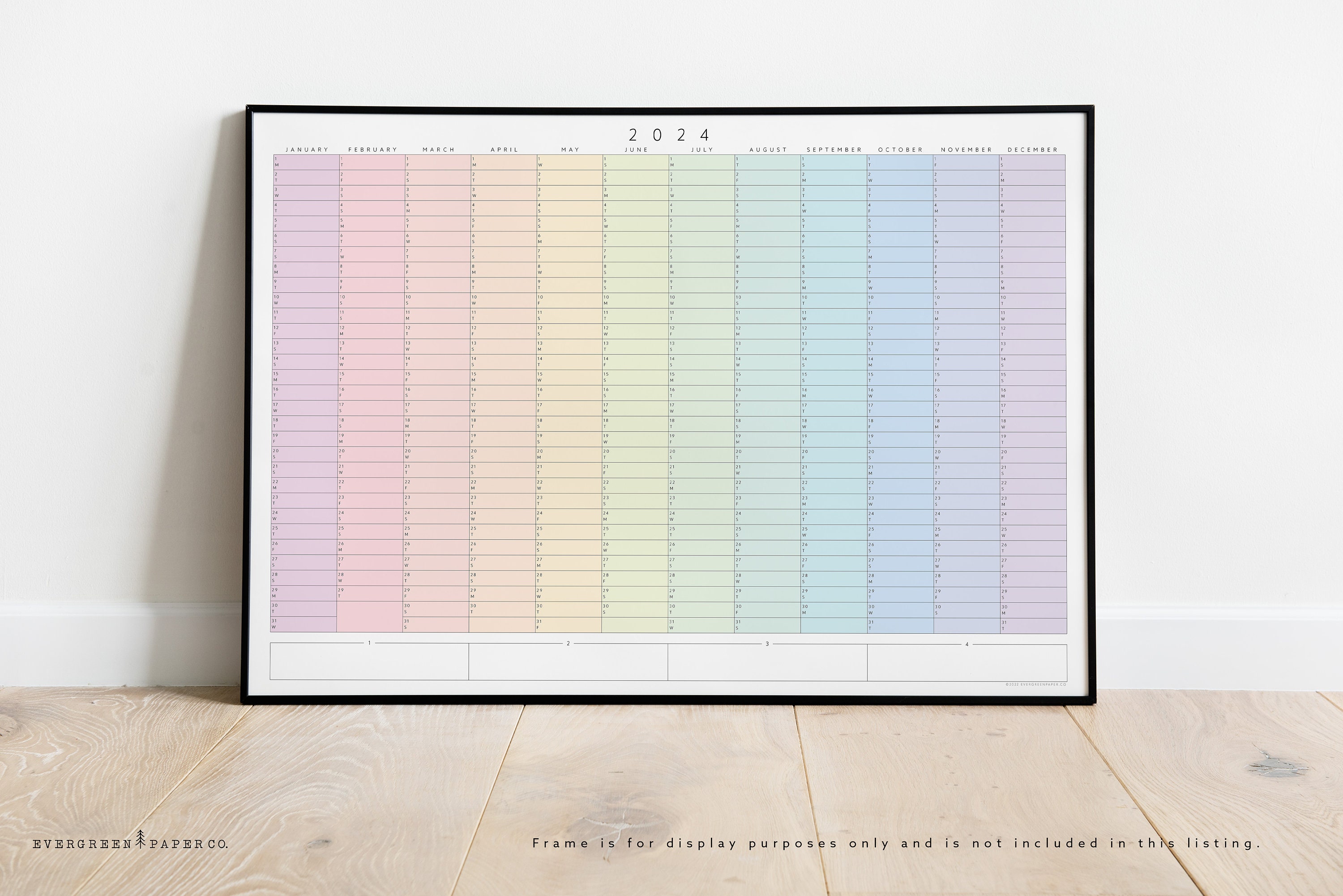 PRINTABLE 2024 Large Wall Calendar Poster Yearly and Monthly - Etsy