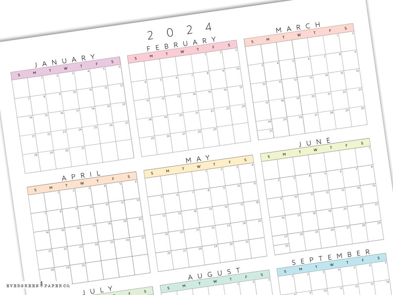 2024 Large Wall Calendar Poster Yearly and Monthly Planner Modern and ...