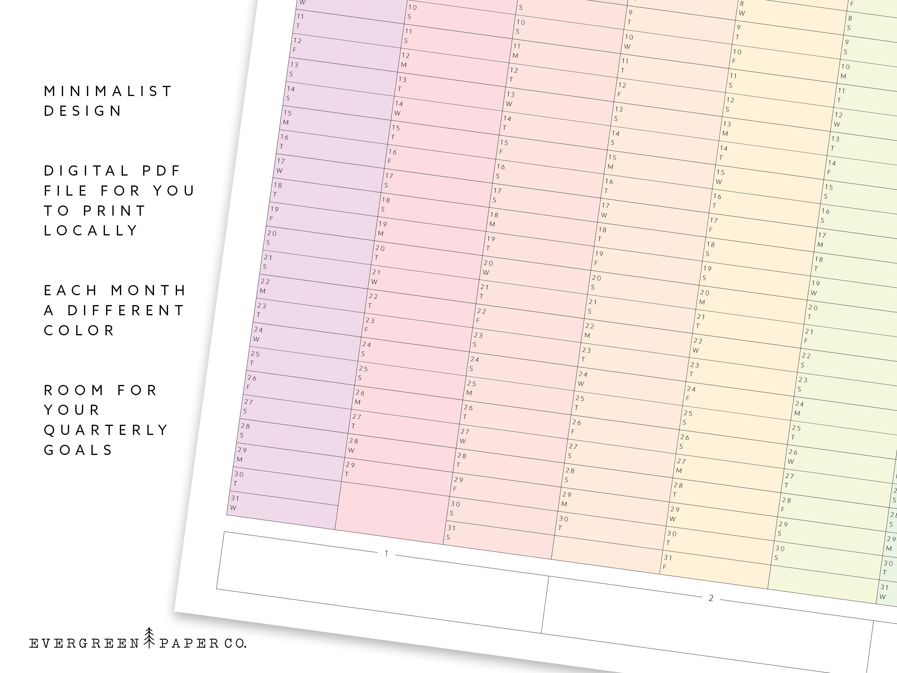 PRINTABLE 2024 Large Wall Calendar Poster Yearly and Monthly - Etsy